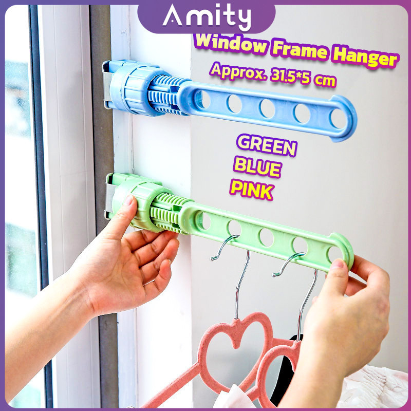 Amity Punch-free Portable Indoor Balcony 5 Hole Clothes Hanging Drying ...