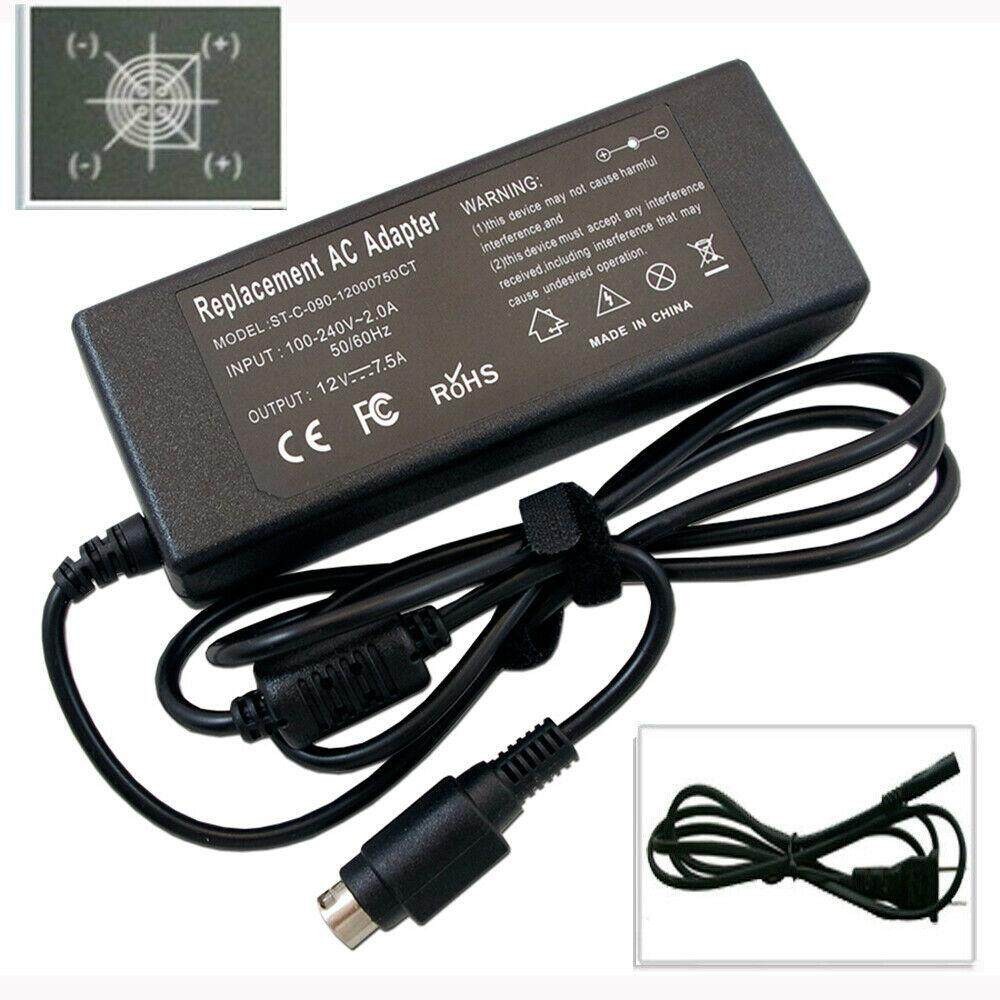 RS+＞AC Adapter 12V 7.5A 90W 4-PIN DIN Fits LI SHIN 0219B1280 Power ...