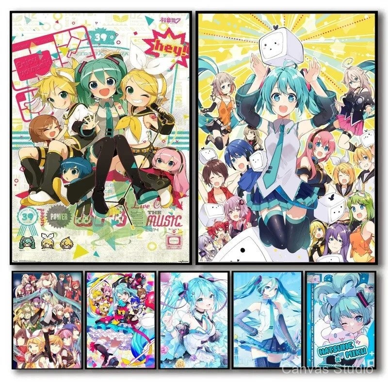 H-Hatsunes M-MikU Vintage Anime Posters No Framed Poster Kraft Club Bar ...