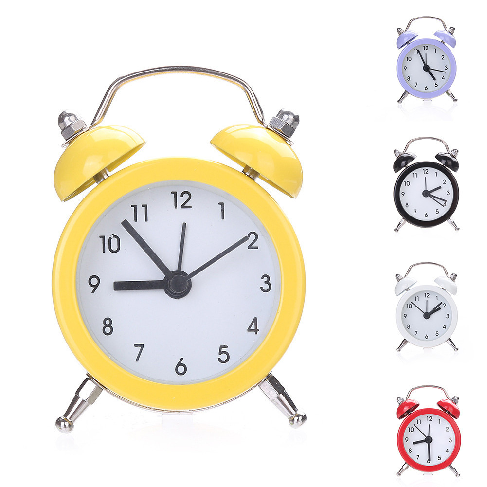 LSby_ Mini Round Metal Alarm Clock Desk Stand for Home Kitchen Office ...