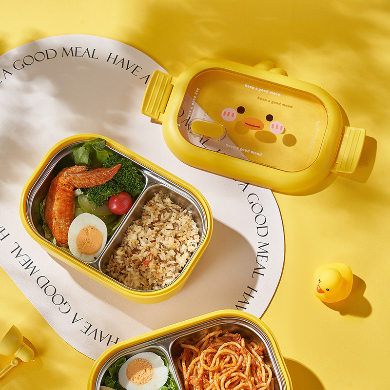 Little Yellow Duck Stainless Steel Insulated Lunch Box Student Portable ...