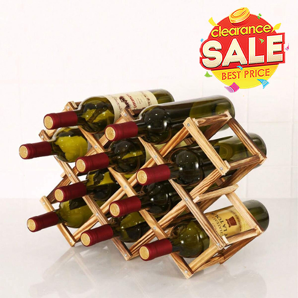MIMI CLEARANCE MEGA SALE Foldable Wooden Wine Rack, 10 Bottle Free ...