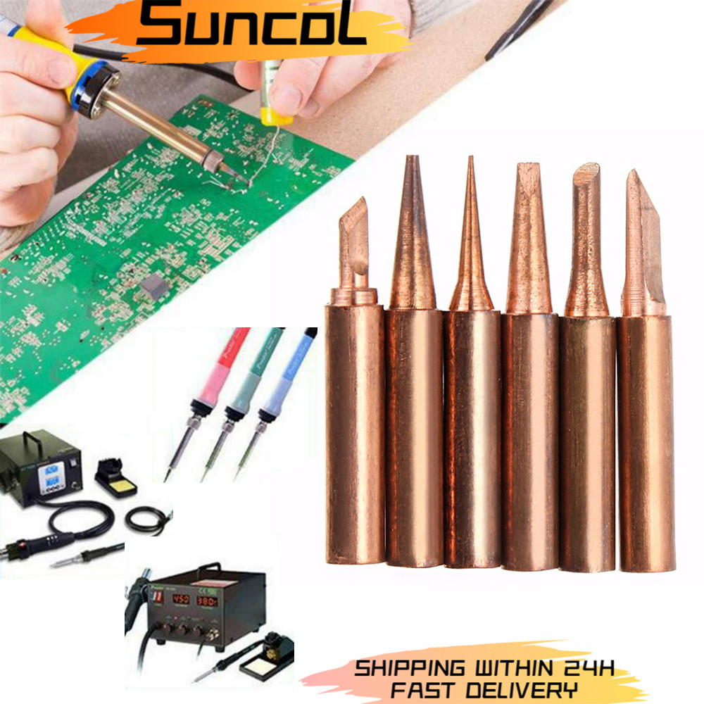 5Pcs/6Pcs Pure Copper Soldering Iron Tip 900M-T Welding Head Internally ...