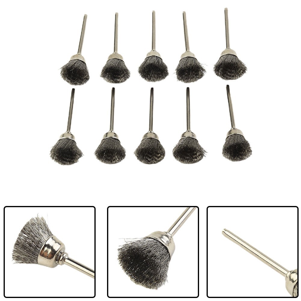 10pcs Mini Wire Brush Brushes Brass Cup Wheel for Grinder or Drill Set ...