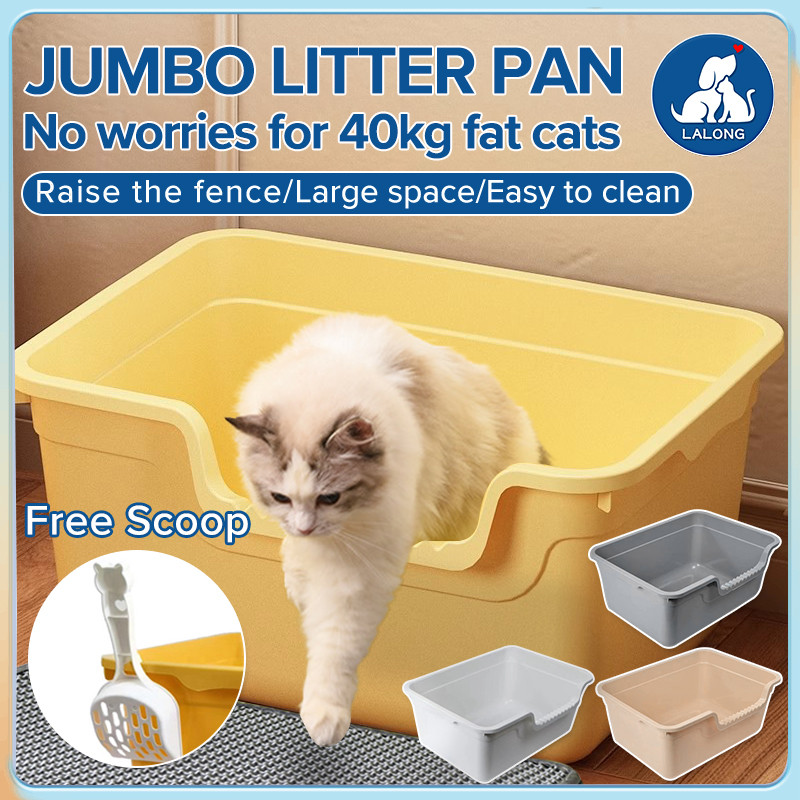 Large Space Cat Litter Box with Spoon Cat Toilet Splash Proof and ...