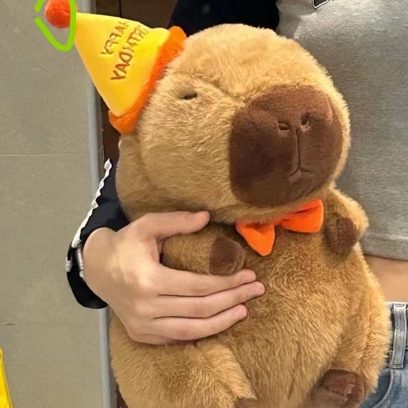 Capybara Plush Toy Birthday Hat Capybara Stuffed Doll for kids gift ...