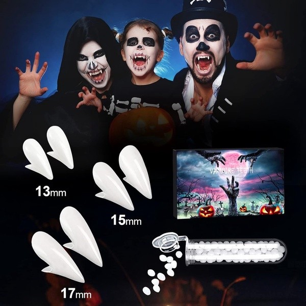 15/17mm Vampire Werewolves Fangs Fake Dentures Teeth For Halloween ...