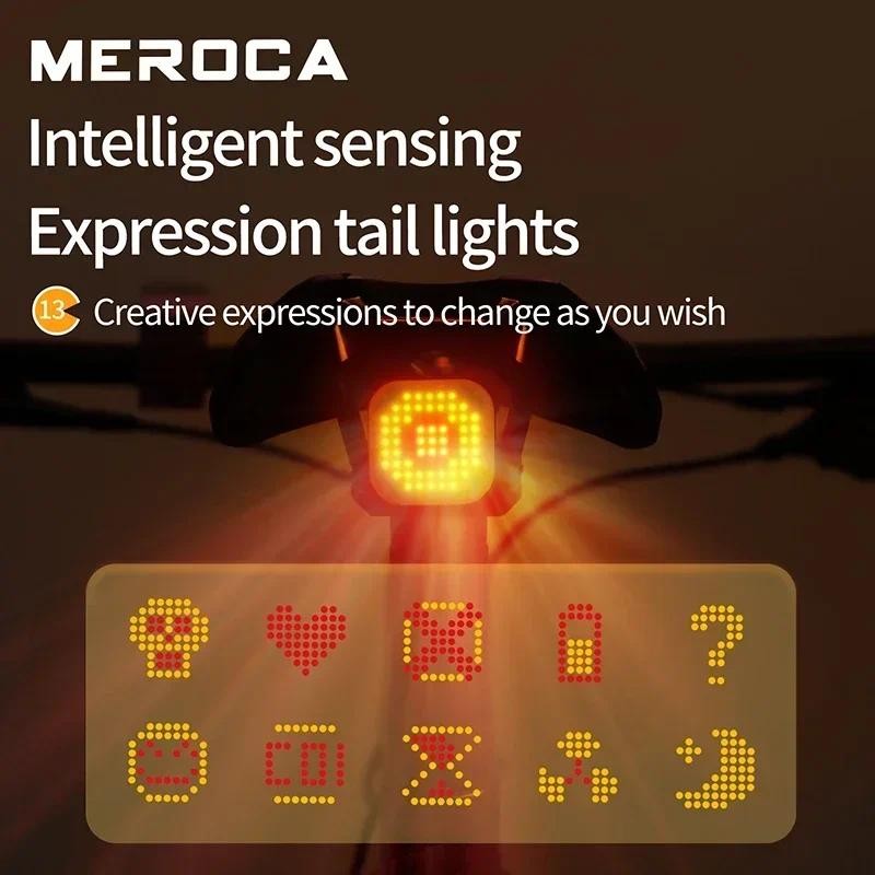 MEROCA Bicycle Rear Light 500mAh IPX4 Waterproof Light Rechargeable ...