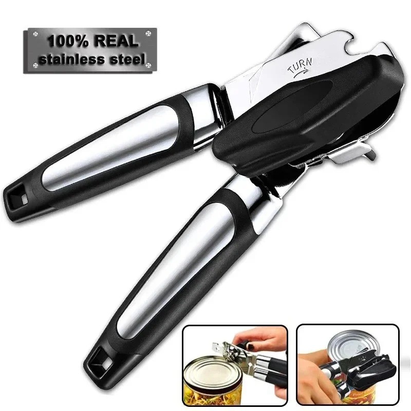 3 in 1 Stainless Steel Tin Opener Cordless Can Opener with Lids Off Jar ...