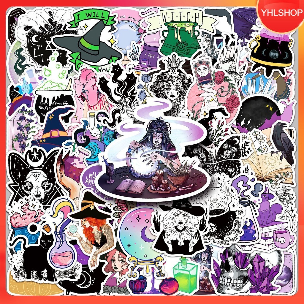 50 Designs Halloween witch Horror cartoon sticker | Shopee Philippines