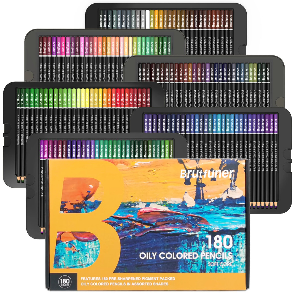 Brutfuner 72/120/180 Piece Oil Colored Pencils Set Soft Wood Drawing ...