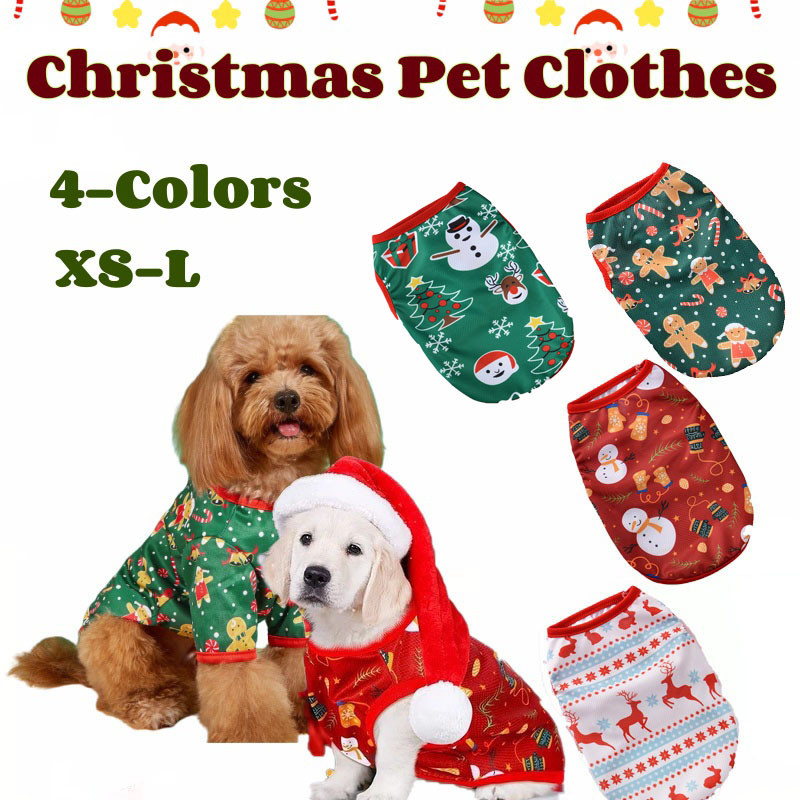 Dog Christmas Clothes Pet Cartoon Soft Cotton Christmas Puppy Cat Xmas ...
