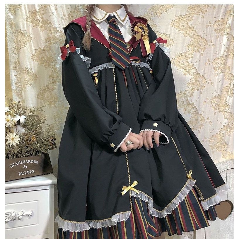 Magical Girl lolita Little Witch Chain Gold op Dress Autumn Winter ...