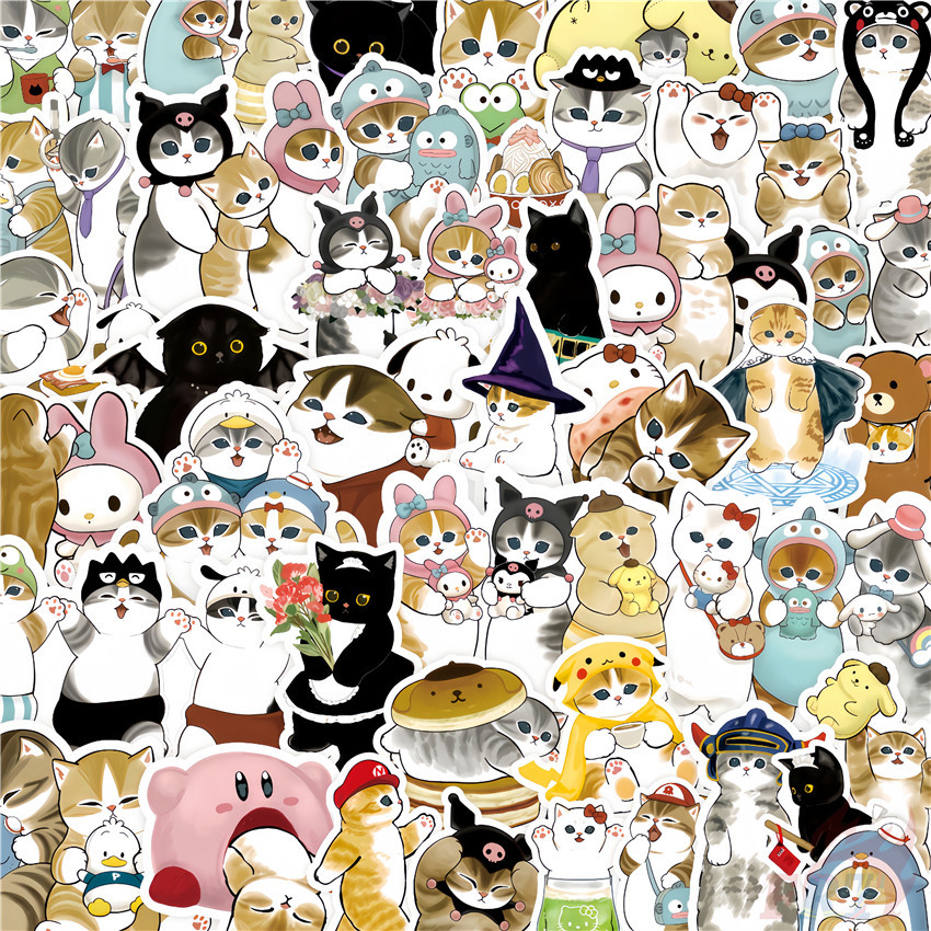 100Pcs/Set Q Kittens Series 05 Cartoon Cosplay Art Stickers DIY Fashion ...