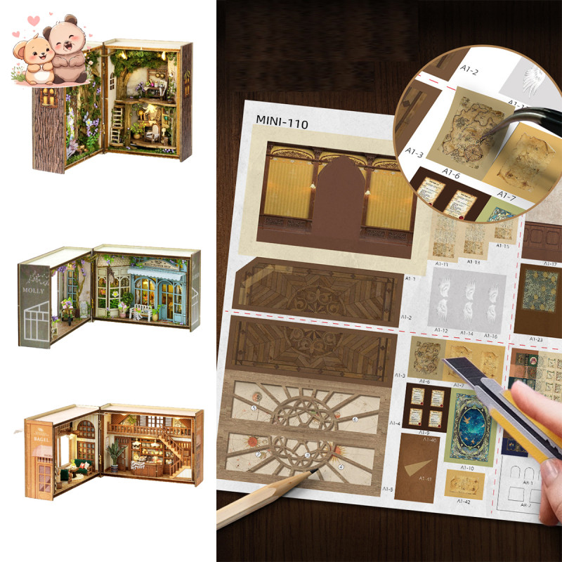 DIY Dollhouse Wooden Miniatures Kit, Mini 3D Wooden Dollhouse Craft ...