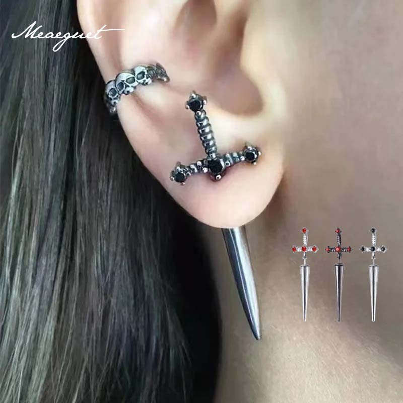 Meaeguet Vintage Dark Gothic Kinitial Sword Earrings for Women Men ...