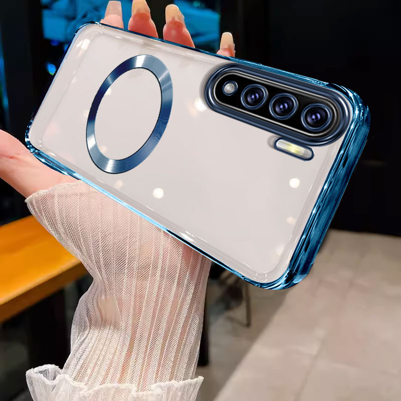 Casing OPPO RENO 3 Phone case Soft gold border transparent bumper with ...