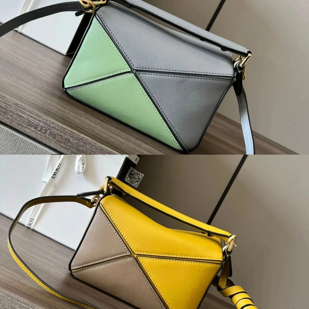 LOEWE LOEWE New Style Stitching mini Geometric Bag puzzle Saddle Bag ...