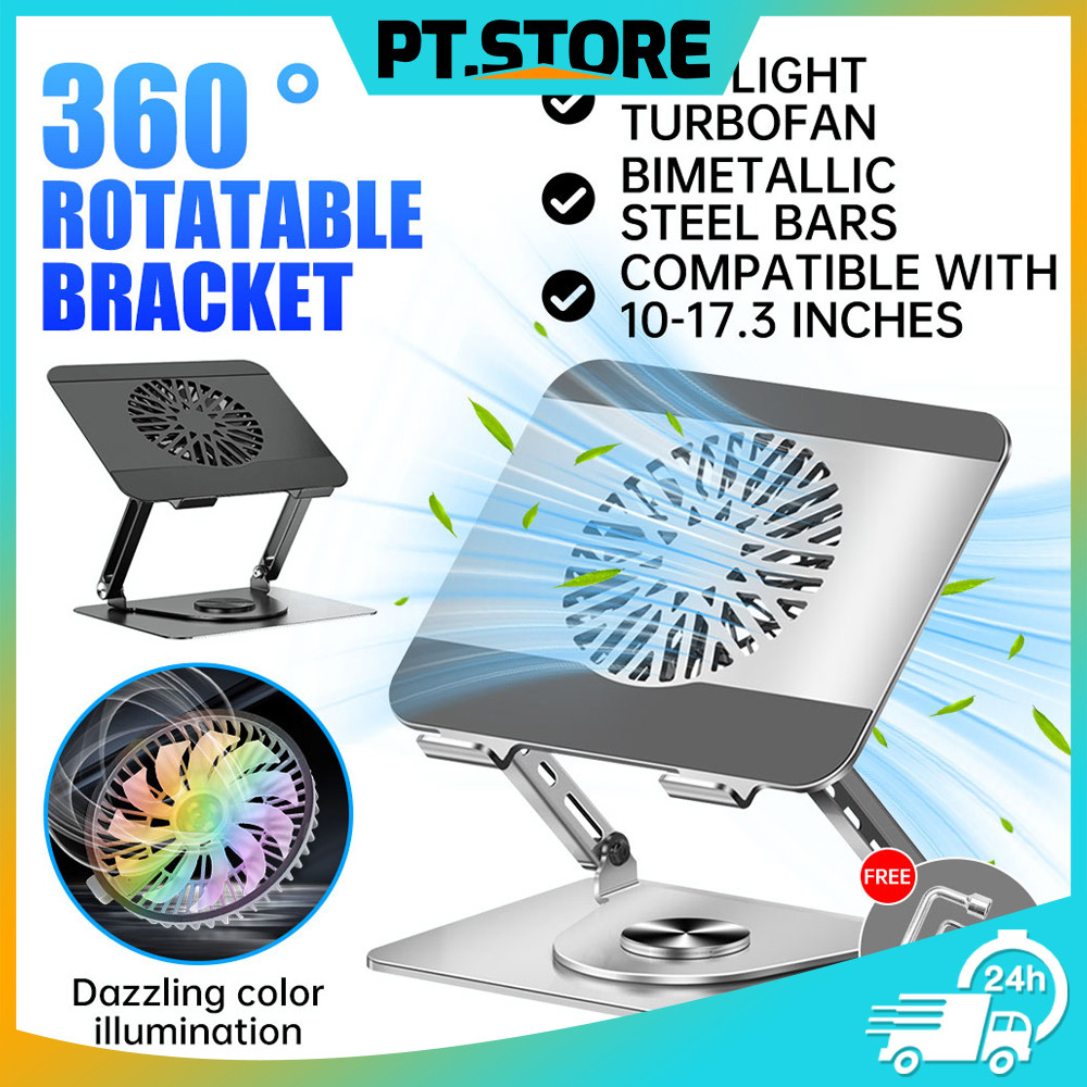 Laptop Stand 360° Adjustment With Fan Laptop cooling bracket With RGB ...