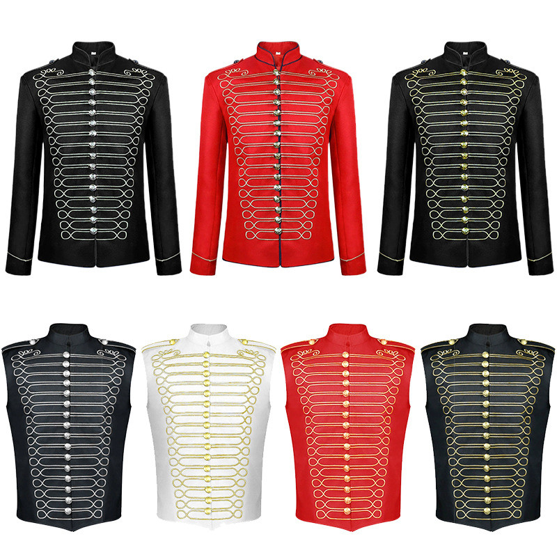 Medieval Mens Jacket Steampunk Hussar Marching Band Military Drummer ...