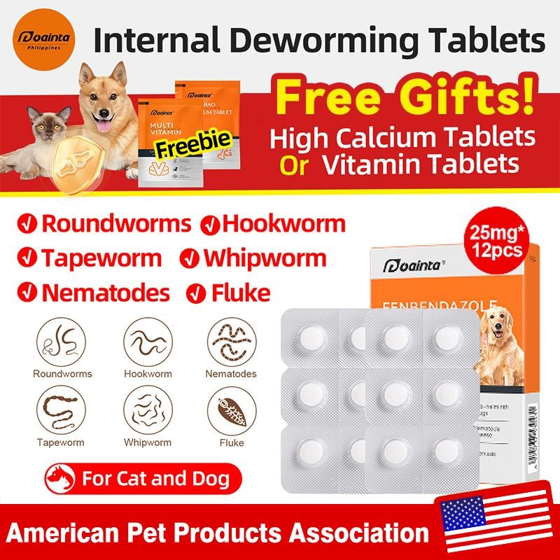 PUAINTA Pets Fenbendazole chewables dogs Dewormer Tablets Worm rid ...