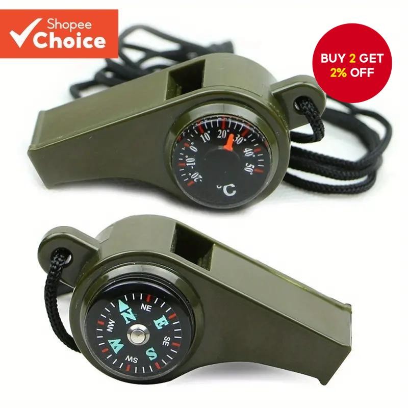 1 Piece 3-in-1 Emergency Survival Whistle With Compass Thermometer ...
