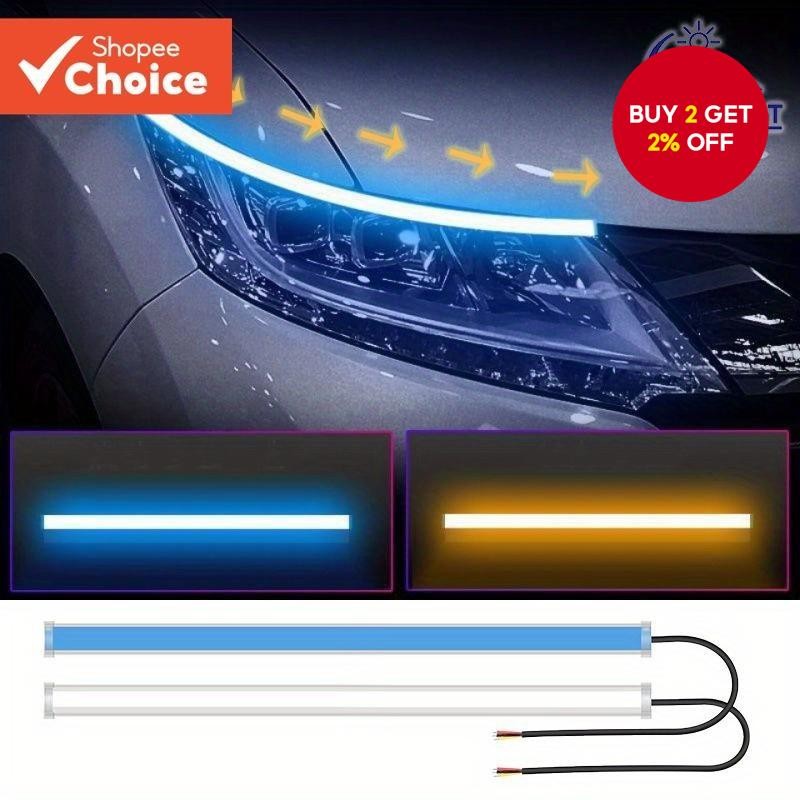 2PCS Car Turn Signal Lights DRL Side Lights LED Strip Automotive ...