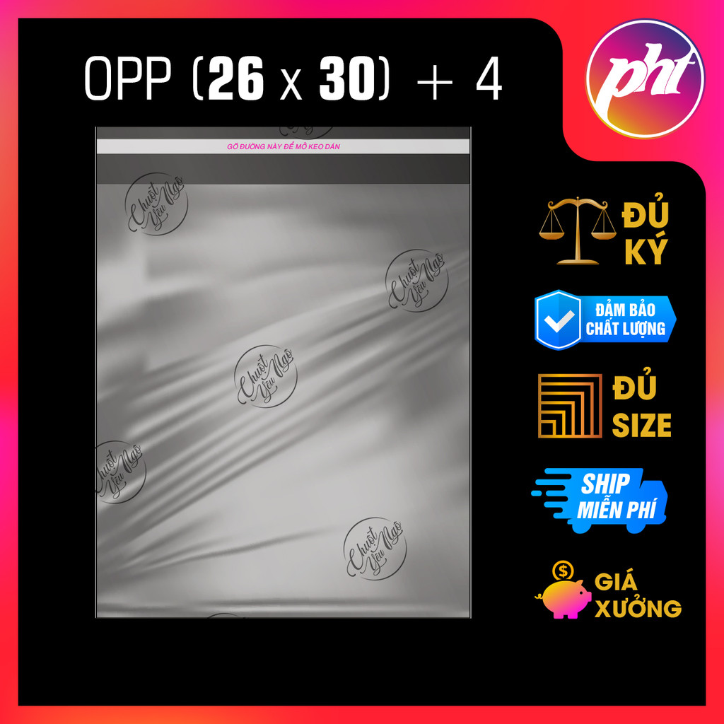 [26x30+4] Transparent OPP plain cellophane bag with pre-adhesive seal ...