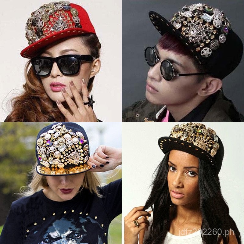 Sewing bboy Punk Style Rivet Leopard Head Hip-Hop Baseball Cap Flat ...