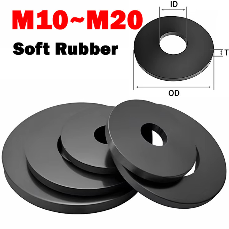 M10 M11 M12 M13 M14 M15 M16 M18 M19 M20 Black Soft Rubber Flat Washer ...