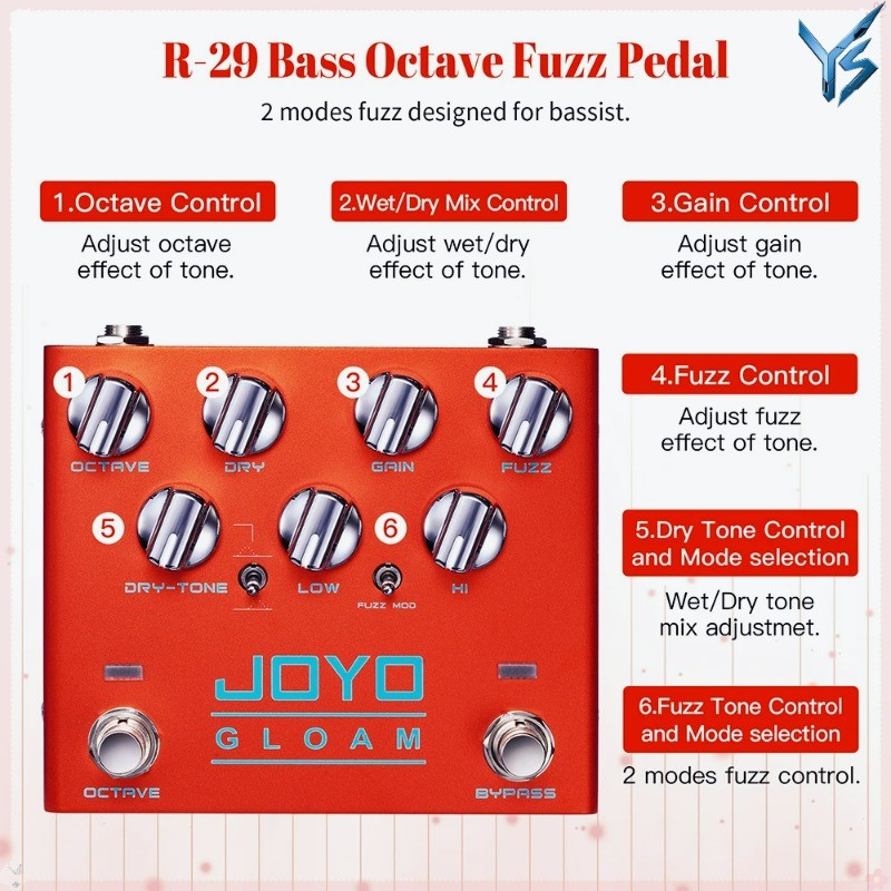 JOYO R-29 GLOAM Octave Fuzz Bass Guitar Effecf Pedal with Dual ...