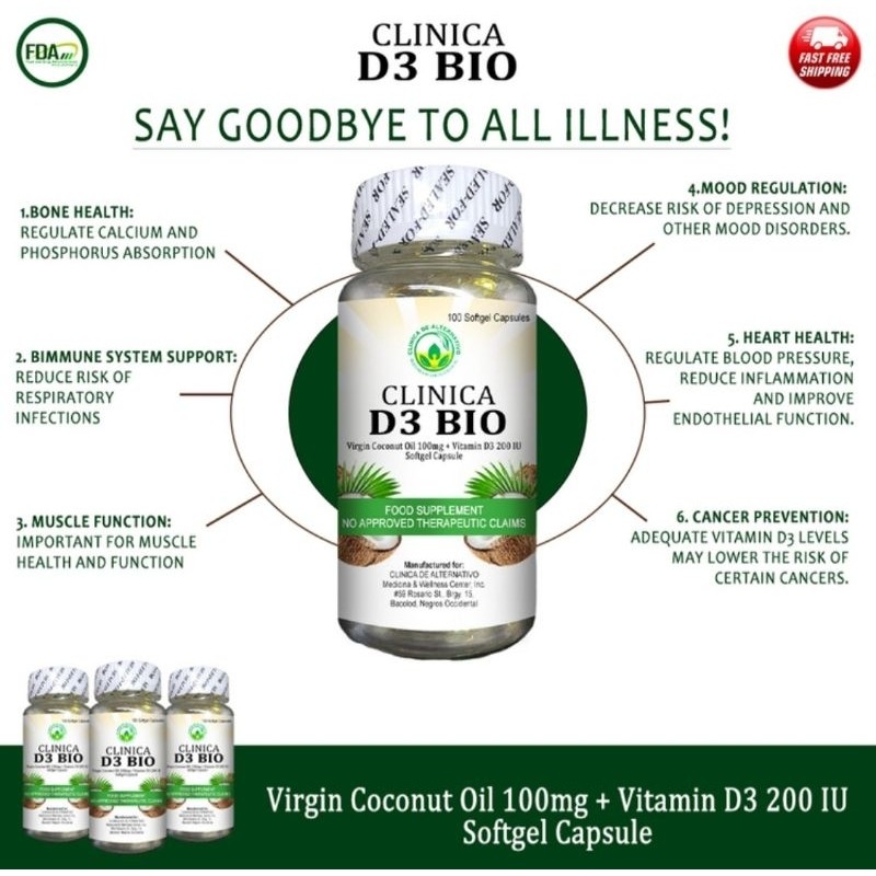 CLINICA D3 BIO SUPPLEMENTS 100 pcs softgel | Shopee Philippines