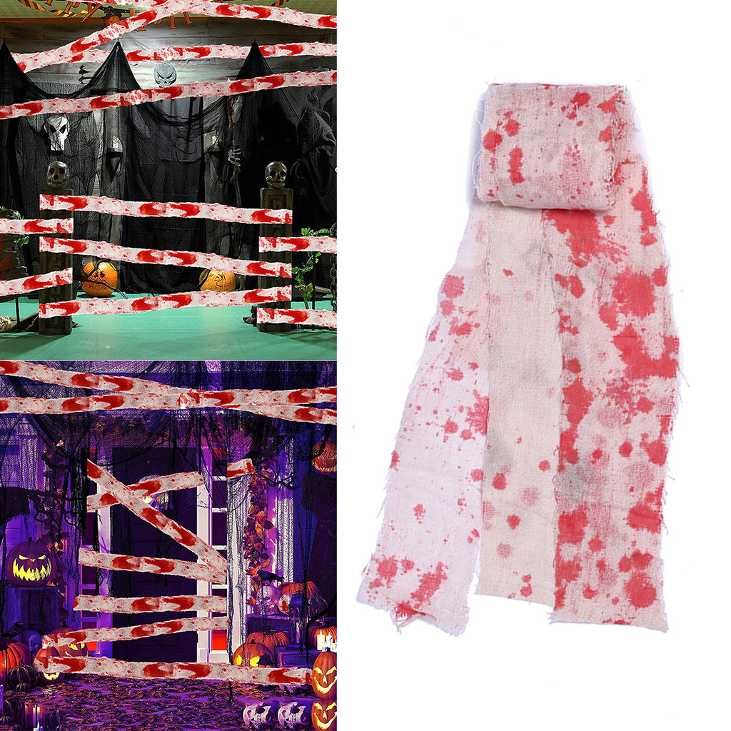 10Meters Halloween Blood Stained Cloth Strip Horror Decoration ...