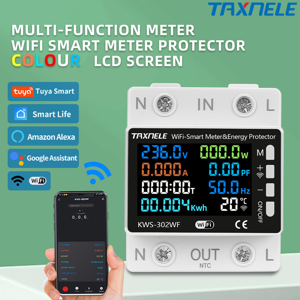 TUYA WiFi Smart Power Meter Over Under Voltage Protection Relay Switch ...
