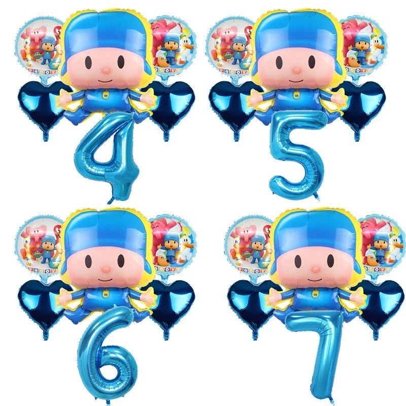 Pocoyo Cartoon Anime Birthday Balloon Decoration Numbers 1-10Year Old ...
