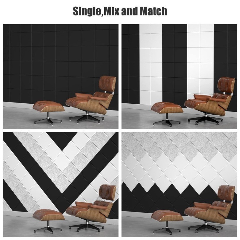 Moisture-proof Square Soundproofing Polyester Wall Panels Self-adhesive ...