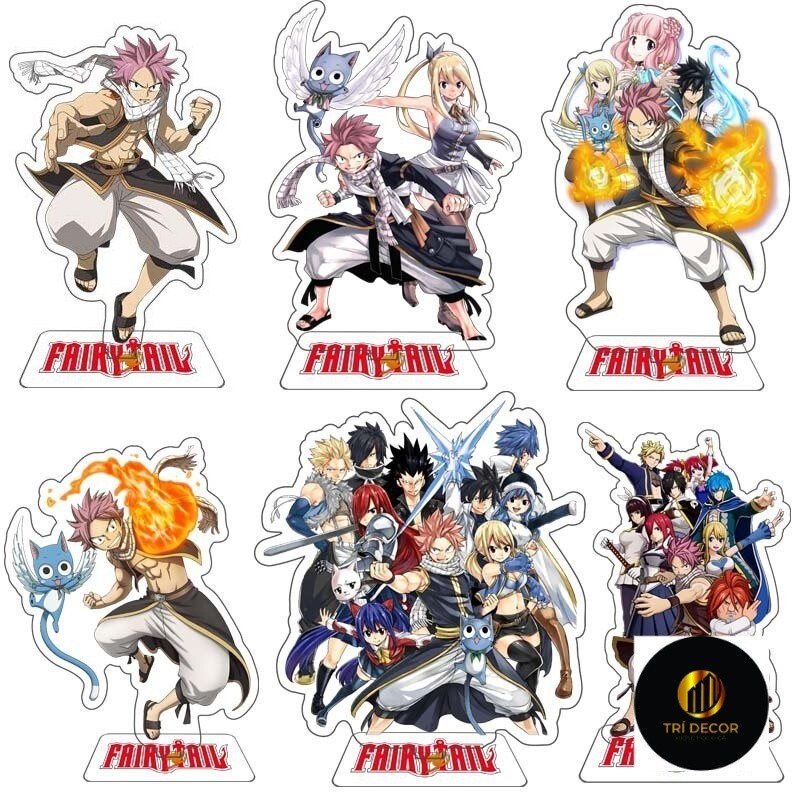 Model Standee Fairy Tail Acrylic Decor Natsu Lucy mica in anime chibi ...
