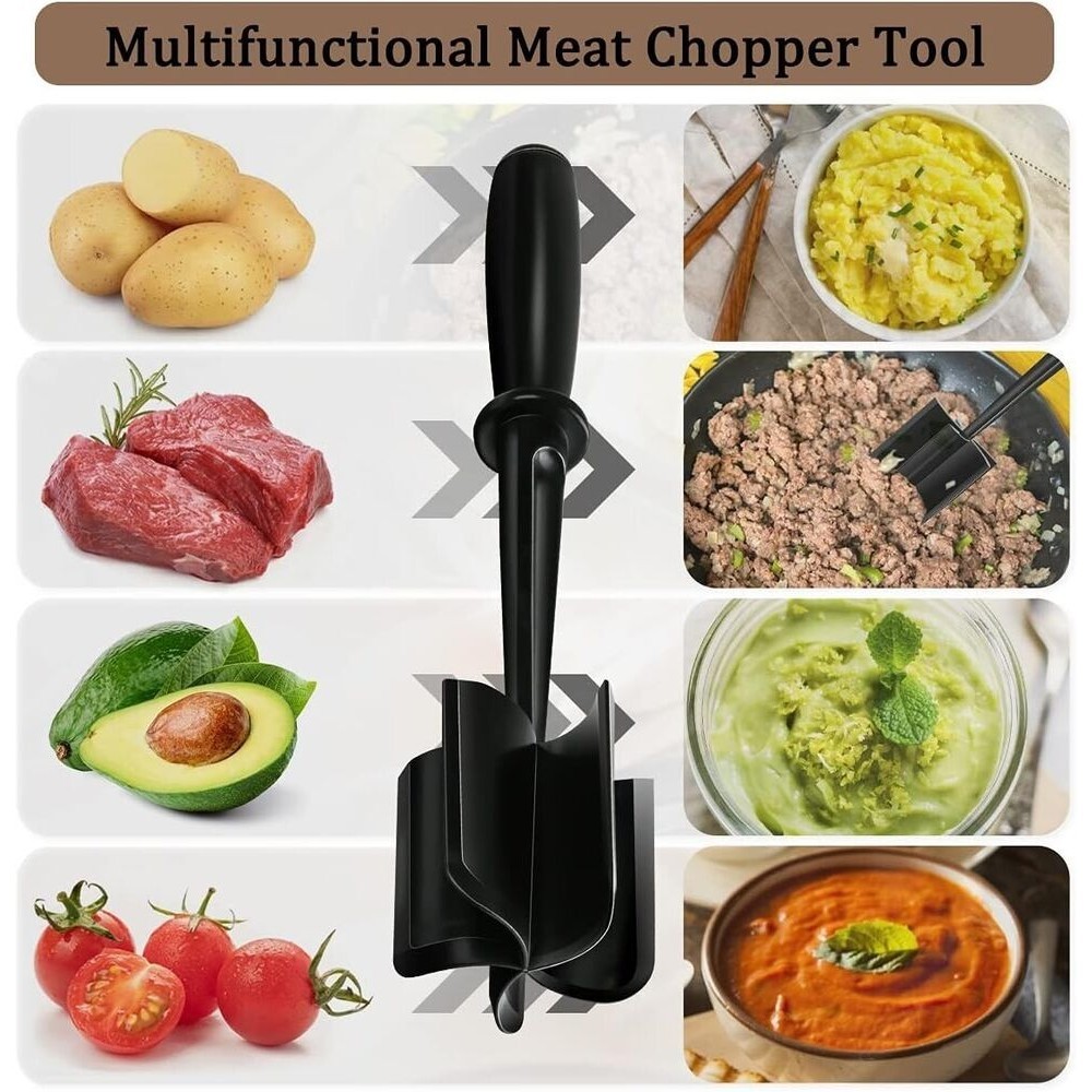 Meat Hamburger Chopper Heat Resistant Utensil Ground Beef Potato Masher ...