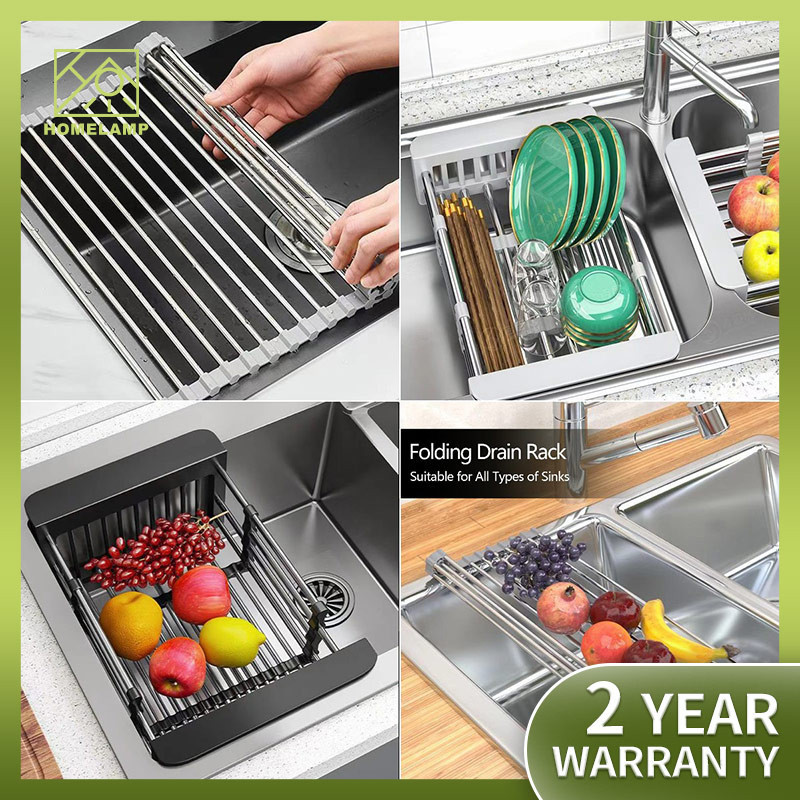 Retractable Sink Water Filter Rack Drain Basket Foldable Roll-up Sink ...