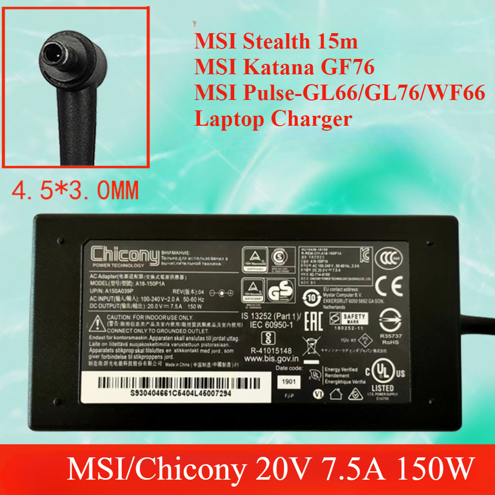 Original Chicony 20V 7.5A 150W AC Adapter Charger For MSI Crosshair 17 ...