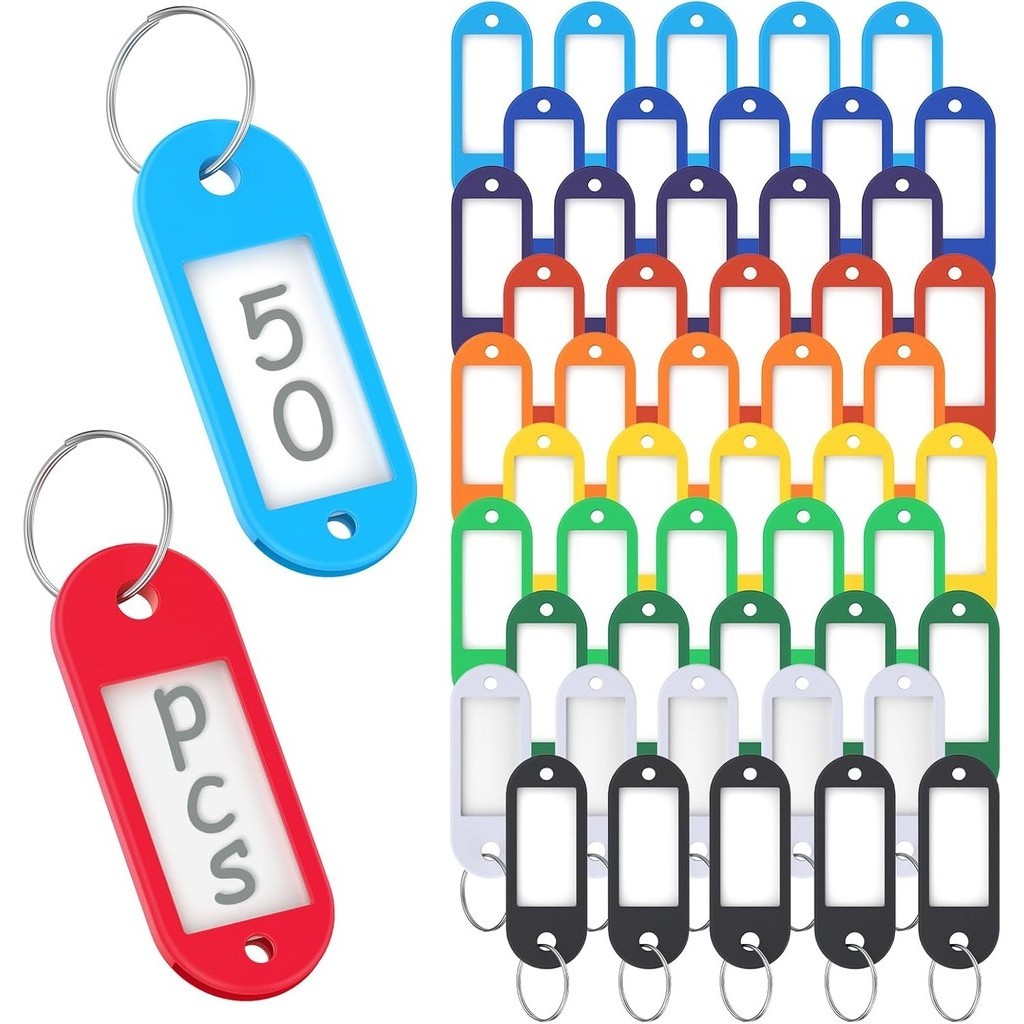 50 Pcs Assorted Color Plastic Coded Key Tags - 10 Colors Multicolor ...