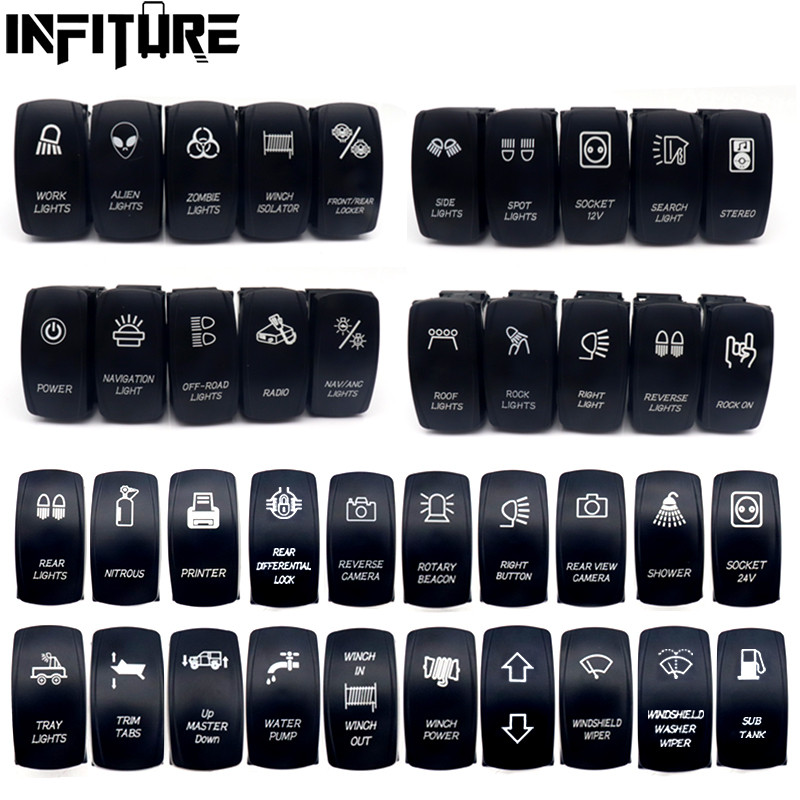 12V 24V Car Boat Rocker Toggle Switch (ON) OFF (ON) Waterproof 5 Pin ON ...