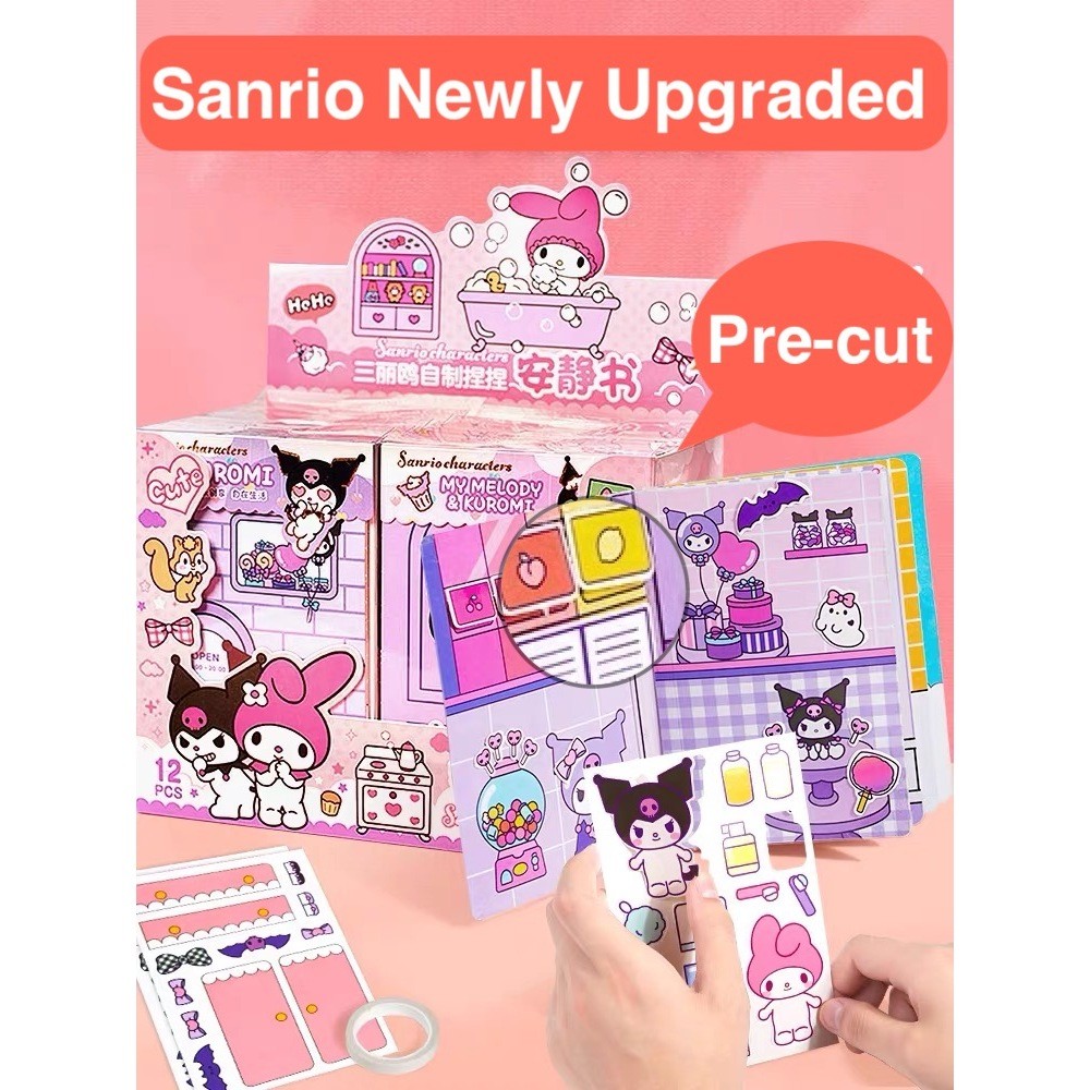 【Newly Upgraded】Sanrio Quiet Book Pre-cut Kuromi Cinnamoroll Melody Pochacco Quiet Book Box Kids ...