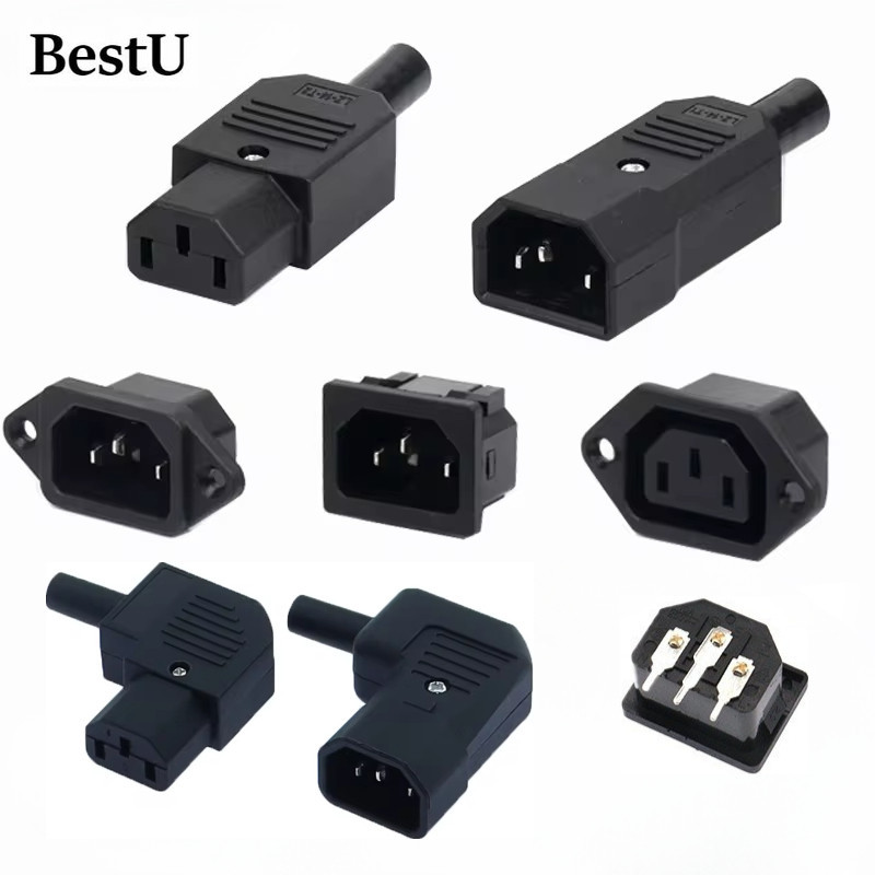 Pure Copper IEC 320 C14 C13 Electrical AC Power Plug Socket 3Pin Male ...