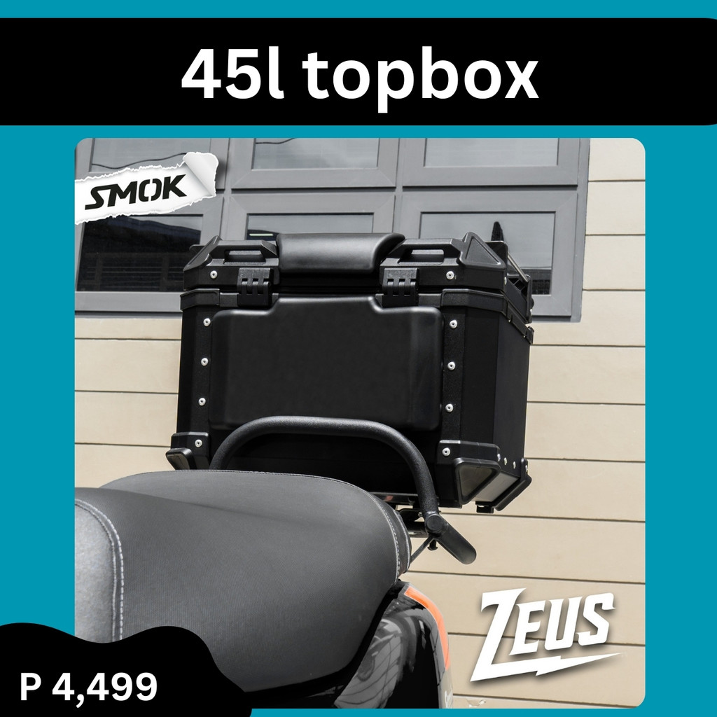 Smok ZEUS aluminum topbox 45L black with back rest | Shopee Philippines