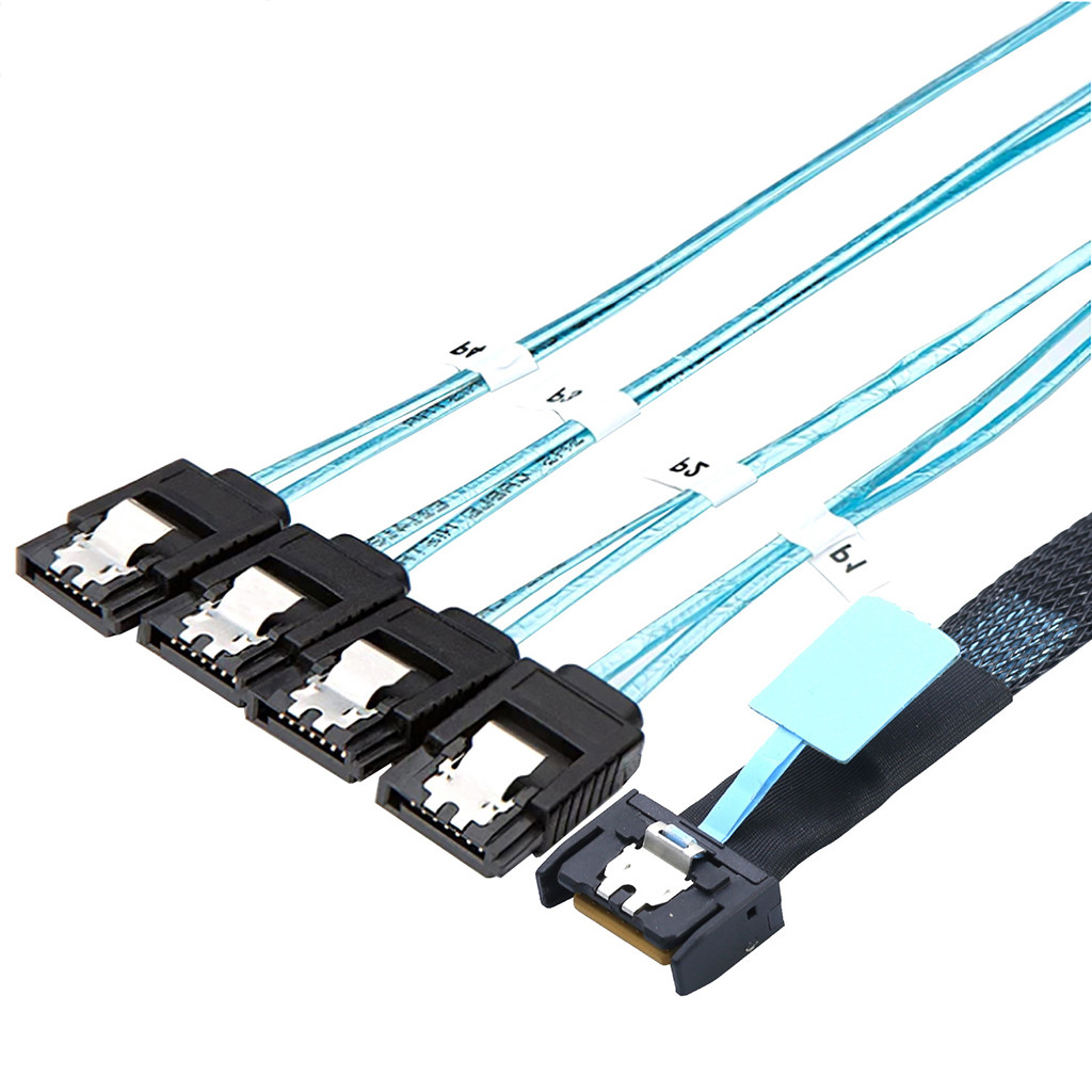 SlimSAS 8654 MCIO 4I 38pin to 4X SATA Cable PCIE5.0 PCI-E Server Data ...