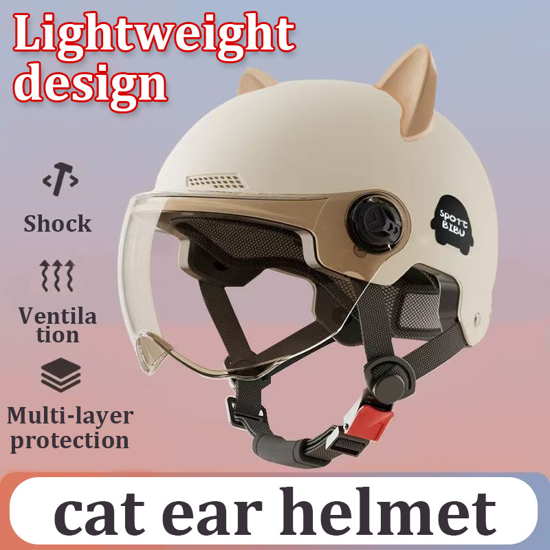 cute helmet for women cat ear half face helmet for motorcycle ebike ...