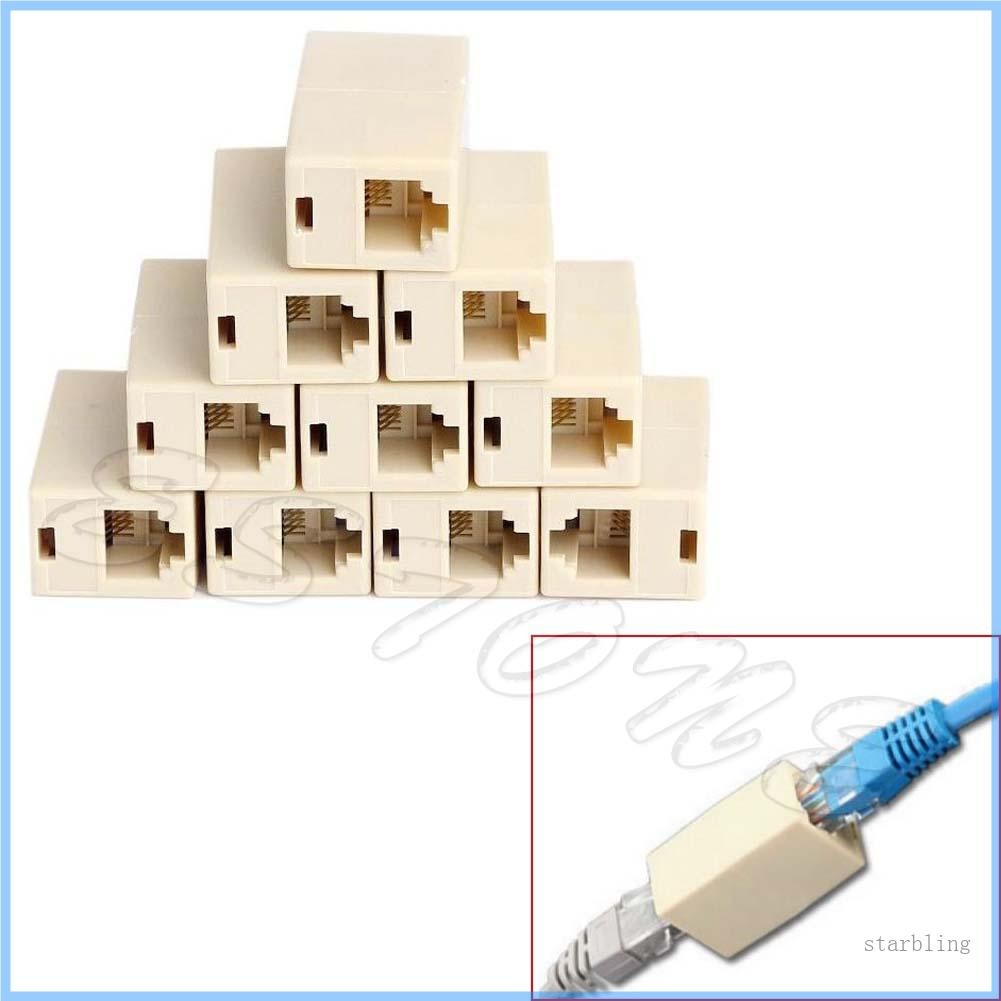 Star 10pcs RJ45 CAT5 Coupler Plug LAN Cable Extender Connector Adapter ...