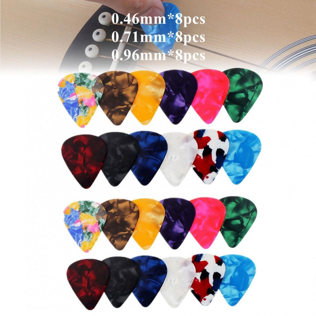 24pcs/lot Guitar Picks 3 Sizes Mixed 0.46mm 0.71mm 0.96mm Celluloid ...