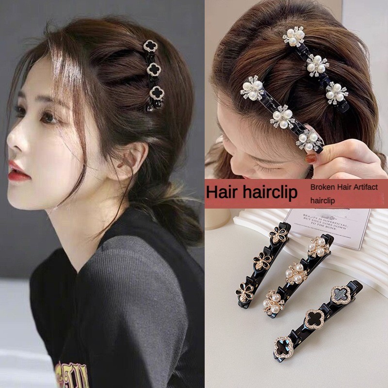 Wht Same Style Braided Hair Barrettes Women Side Bangs Broken Hair ...